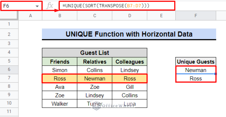 How to Use UNIQUE Function in Google Sheets (5 Applications)