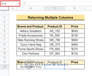 How to VLOOKUP Multiple Columns in Google Sheets (3 Ways)