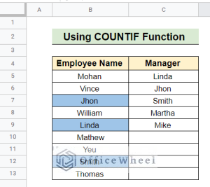 Highlight Cell If Value Exists in Another Column in Google Sheets