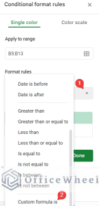 Highlight Cell If Value Exists in Another Column in Google Sheets