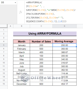 How to Calculate Moving Average in Google Sheets (2 Ways)
