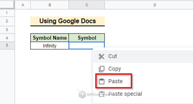 How to Insert Infinity Symbol (∞) in Google Sheets (2 Simple Ways)