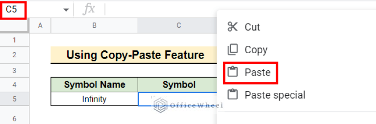 How to Insert Infinity Symbol (∞) in Google Sheets (2 Simple Ways)