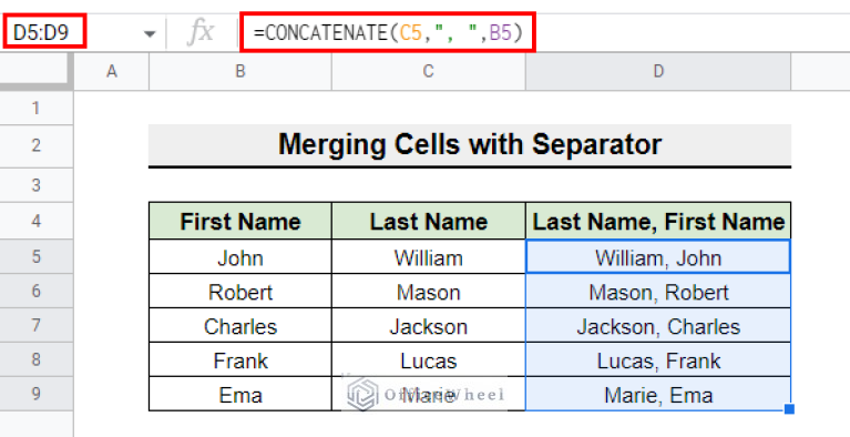 How to Use CONCATENATE Function in Google Sheets