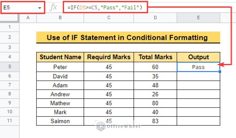 Google Sheets IF Statement in Conditional Formatting