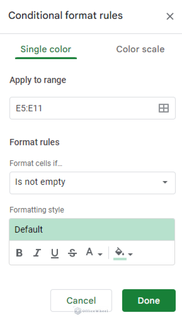Google Sheets IF Statement In Conditional Formatting google-sheets-if-statement-in-conditional-formatting