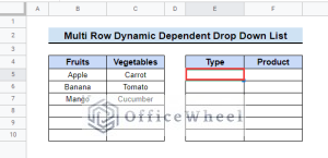 Multi Row Dynamic Dependent Drop Down List in Google Sheets