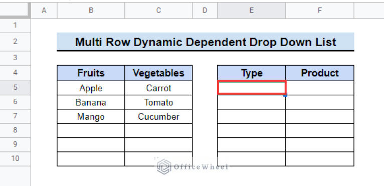Multi Row Dynamic Dependent Drop Down List in Google Sheets Multi Row Dynamic Dependent Drop Down List in Google Sheets