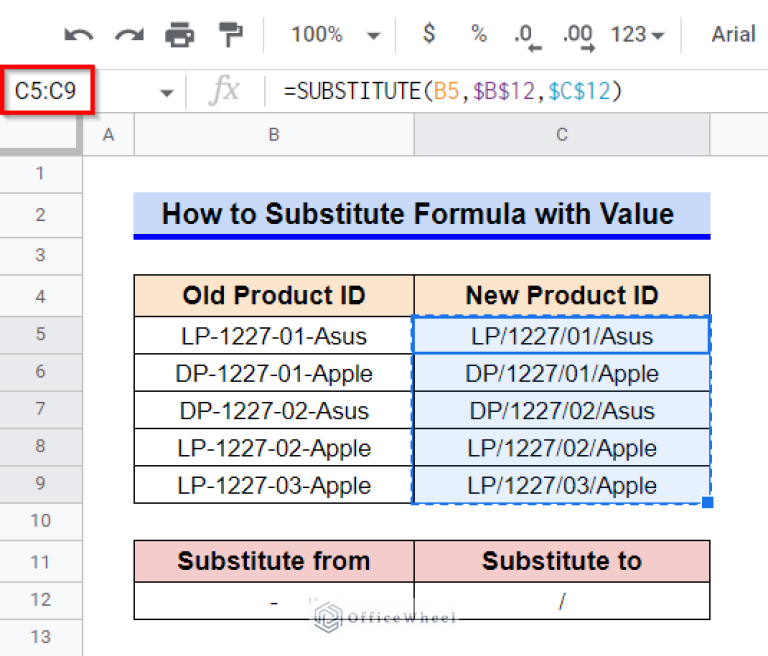 How to Use SUBSTITUTE Function in Google Sheets (7 Examples)