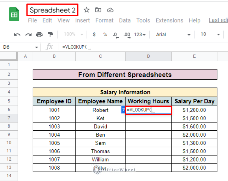 How to VLOOKUP Between Two Google Sheets (2 Ideal Examples)
