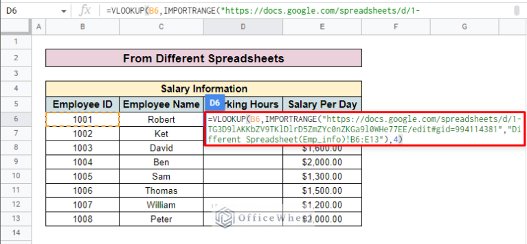 How to VLOOKUP Between Two Google Sheets (2 Ideal Examples)