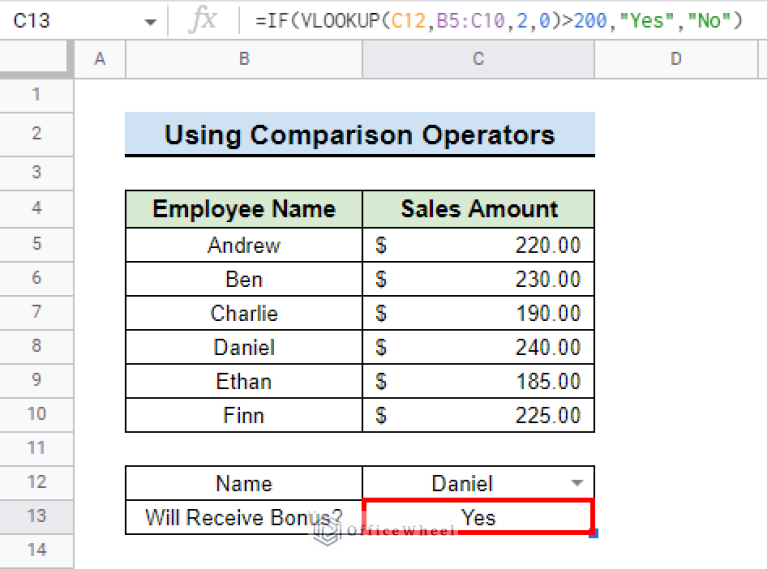 How to Use VLOOKUP with IF Statement in Google Sheets