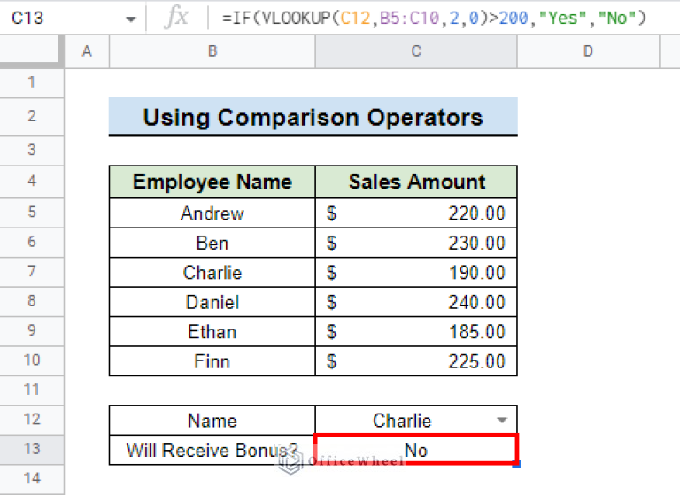 How to Use VLOOKUP with IF Statement in Google Sheets