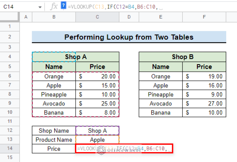 How to Use VLOOKUP with IF Statement in Google Sheets
