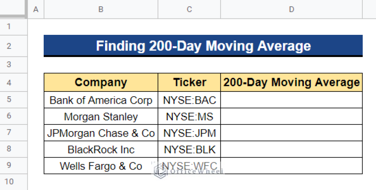 How to Find 200-Day Moving Average in Google Sheets (2 Ways)