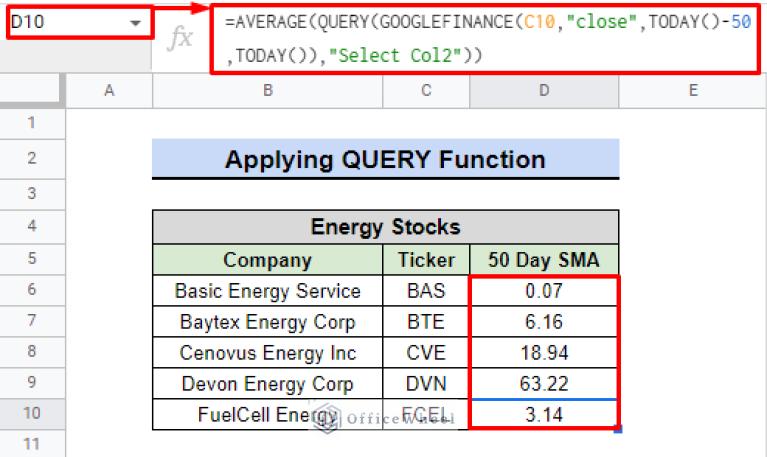 How to Find 50 Day Moving Average in Google Sheets