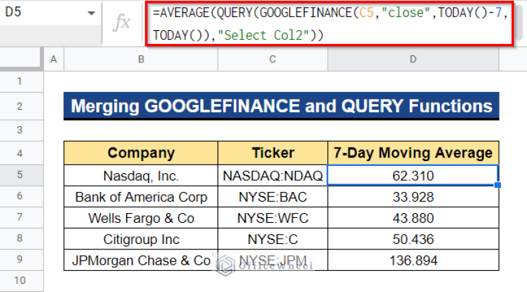 How to Find 7-Day Moving Average in Google Sheets - OfficeWheel
