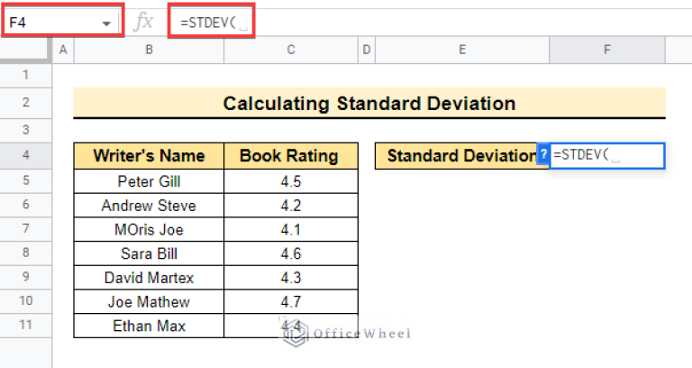 How to Calculate Standard Deviation in Google Sheets