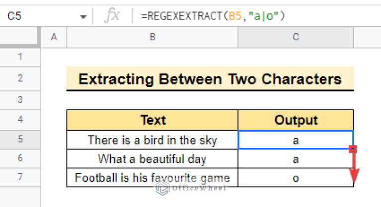 Use REGEXEXTRACT Function Between Two Characters in Google Sheets