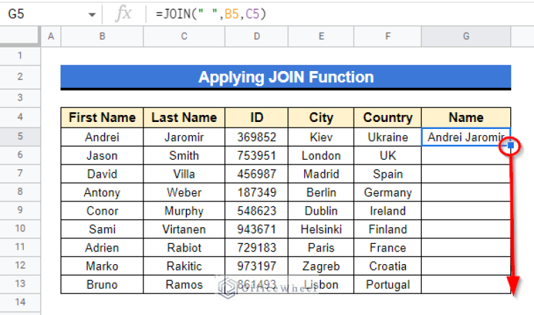How to Add Space with CONCATENATE in Google Sheets