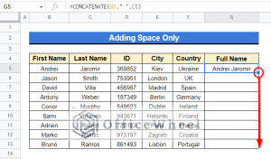 How to Add Space with CONCATENATE in Google Sheets