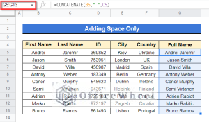 How to Add Space with CONCATENATE in Google Sheets