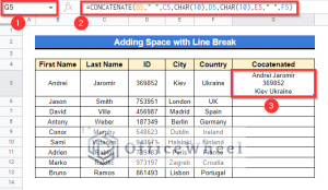How to Add Space with CONCATENATE in Google Sheets