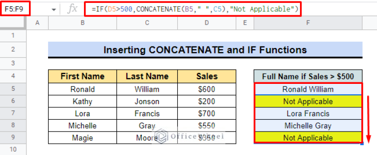 How to Concatenate Values for IF Condition in Google Sheets