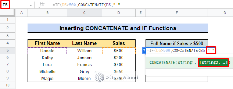 How to Concatenate Values for IF Condition in Google Sheets