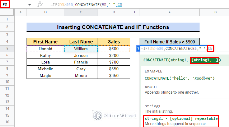 How to Concatenate Values for IF Condition in Google Sheets