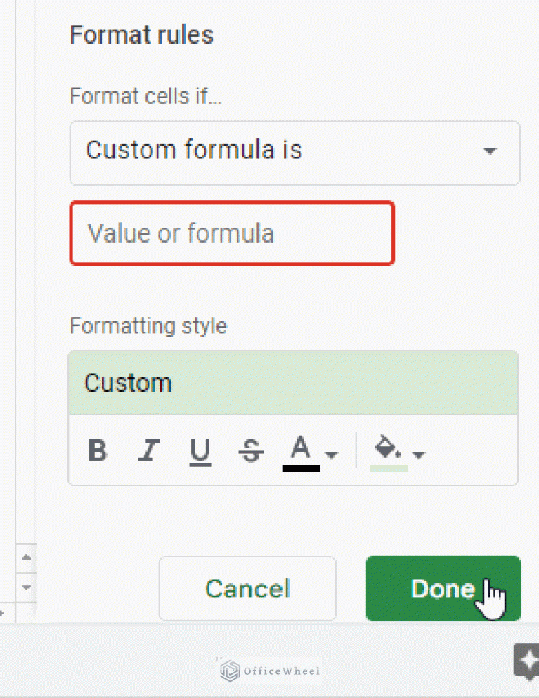 Conditional Formatting Between Two Values in Google Sheets