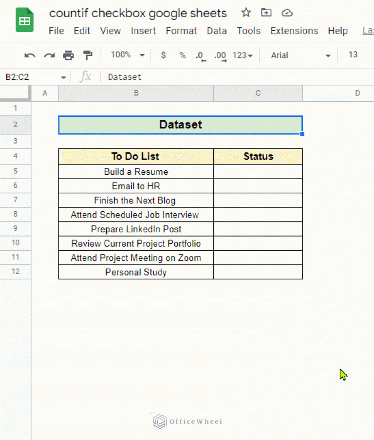 Use COUNTIF Function To Count Checkbox In Google Sheets