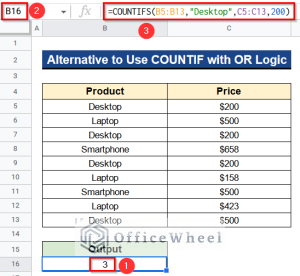 How to Use COUNTIF Function with OR Logic in Google Sheets