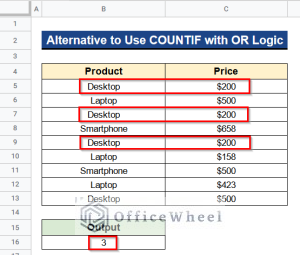 How to Use COUNTIF Function with OR Logic in Google Sheets