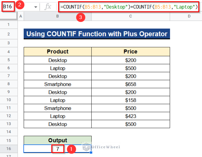 How to Use COUNTIF Function with OR Logic in Google Sheets