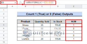 How to Use COUNTIF for True Condition in Google Sheets