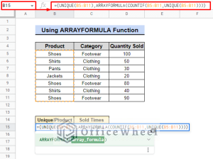 Use COUNTIF Function to Count Unique Values in Google Sheets