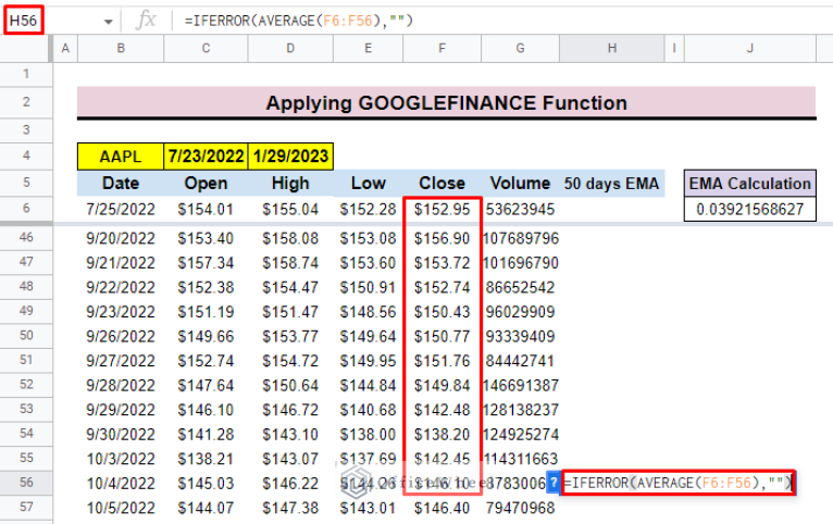 How to Find Exponential Moving Average in Google Sheets