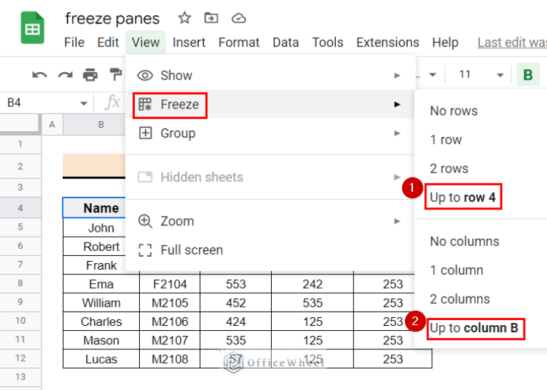 How to Freeze Panes in Google Sheets (3 Simple Ways)
