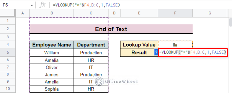 How to VLOOKUP for Partial Match in Google Sheets