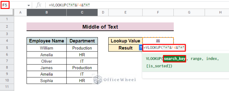 How to VLOOKUP for Partial Match in Google Sheets