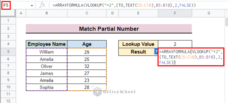 How to VLOOKUP for Partial Match in Google Sheets