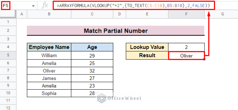 How to VLOOKUP for Partial Match in Google Sheets