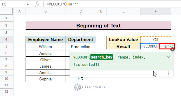 How to VLOOKUP for Partial Match in Google Sheets