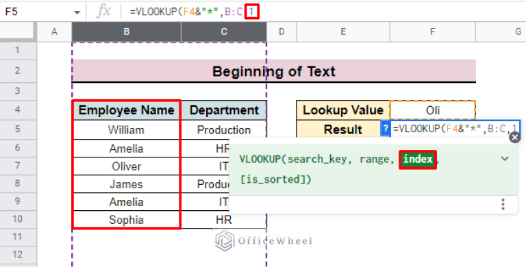 How to VLOOKUP for Partial Match in Google Sheets