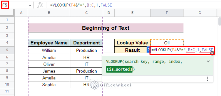How to VLOOKUP for Partial Match in Google Sheets