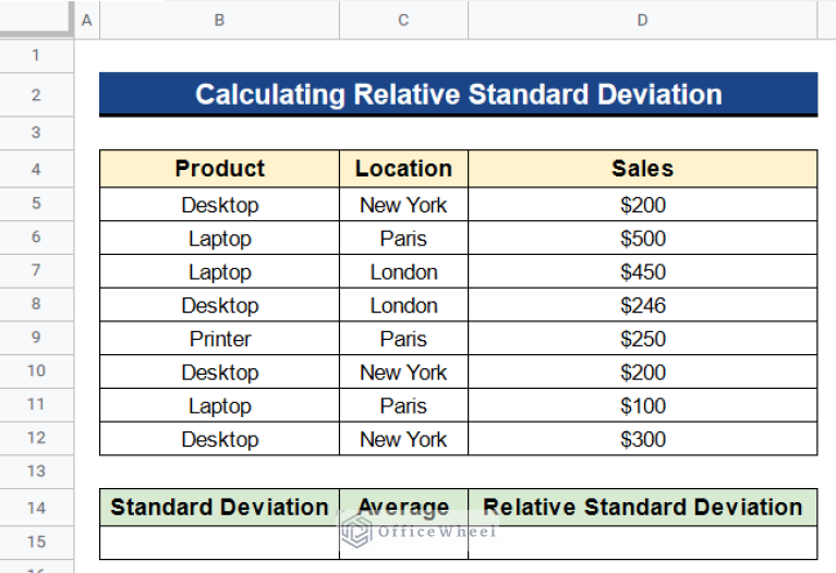 Calculate Standard Deviation with IF Condition in Google Sheets