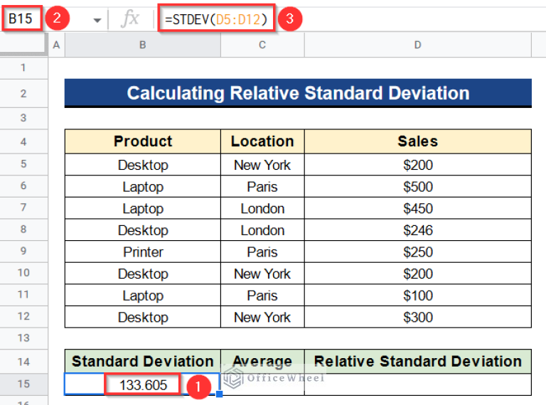 Calculate Standard Deviation with IF Condition in Google Sheets