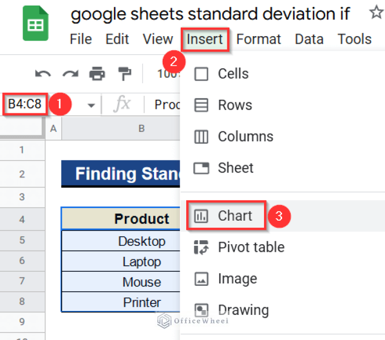Calculate Standard Deviation with IF Condition in Google Sheets