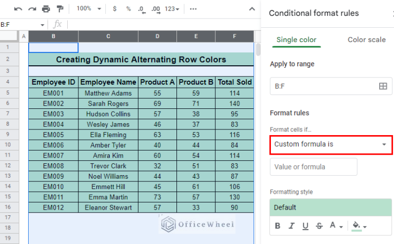 How to Add Alternating Colors Every 2 Rows in Google Sheets